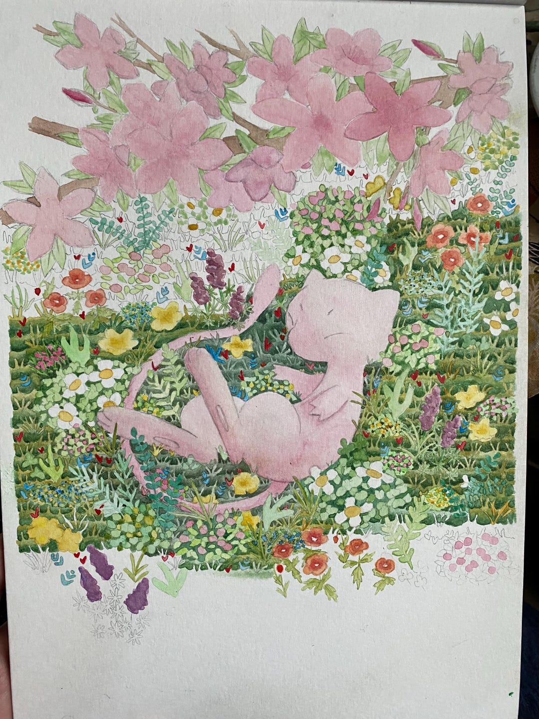 Pokémon Mew A4 Watercolour Art Print - Etsy