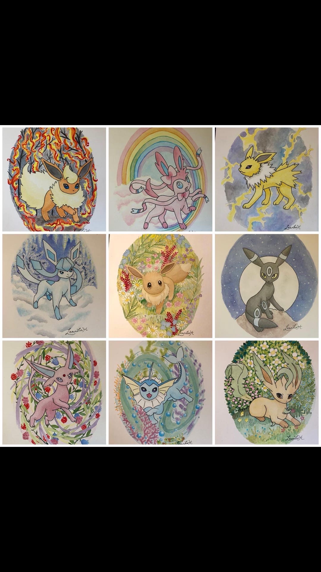 Pokémon Eevee Evolutions Eeveelutions A5 Watercolour Art Prints - Etsy