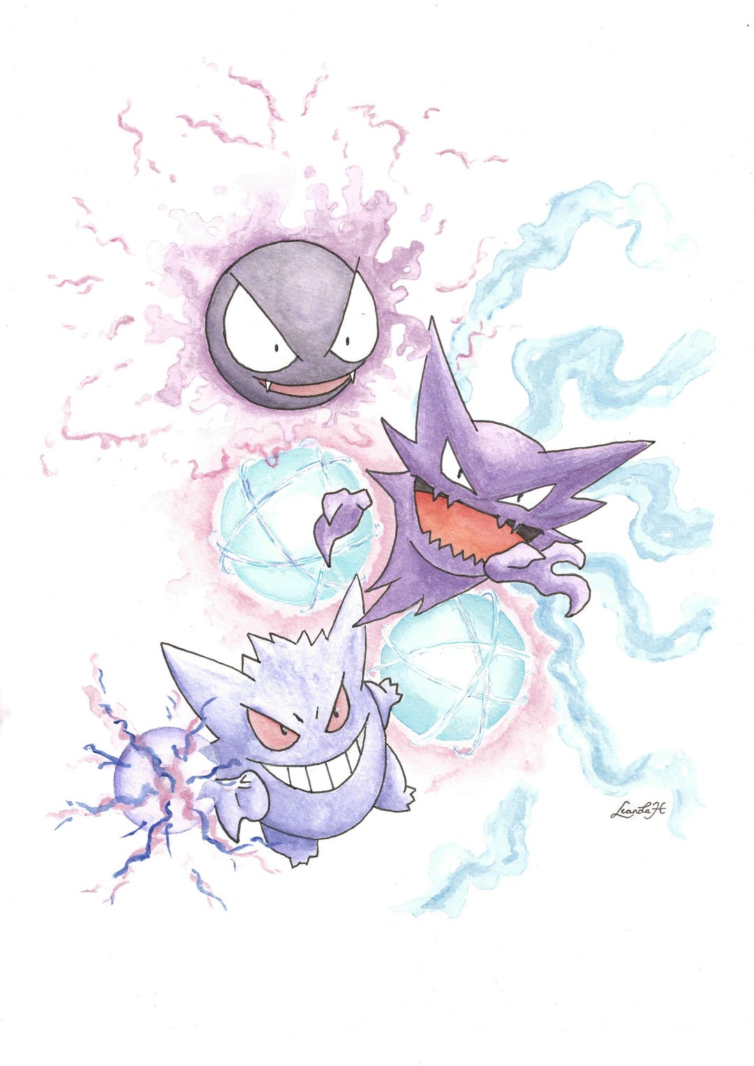 Pokémon Ghastly Evolution Print of Original Art A3 Preorder - Etsy