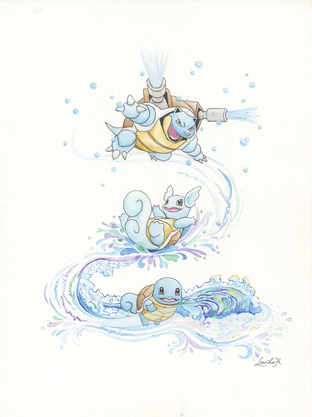 Squirtle Evolution Pokemon Print of Original Art A3 Preorder - Etsy
