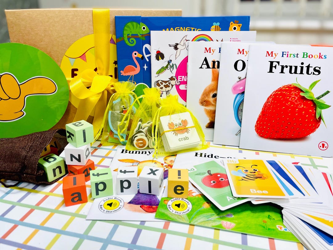English Learning Box for Kids: Flashcards, Books, Games (ages 5-8) - Etsy