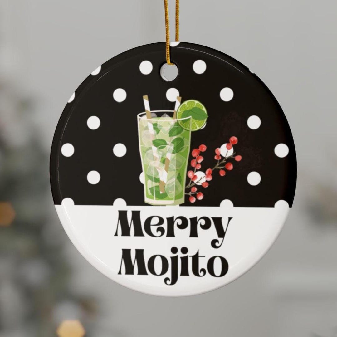 Merry Mojito Christmas Ornament: Cocktail Lover Ceramic Decoration - Etsy