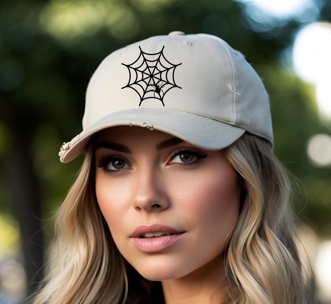 Spider Web Distressed Cap, Halloween Hat, Fun Trucker Hat, Trendy ...