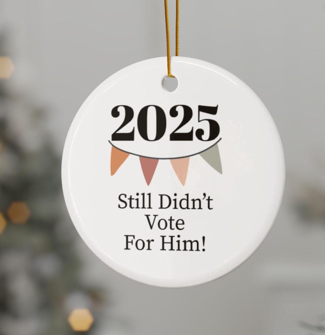 Funny 2025 Year in Review Ceramic Ornament, Anti-trump, Printed on Both ...
