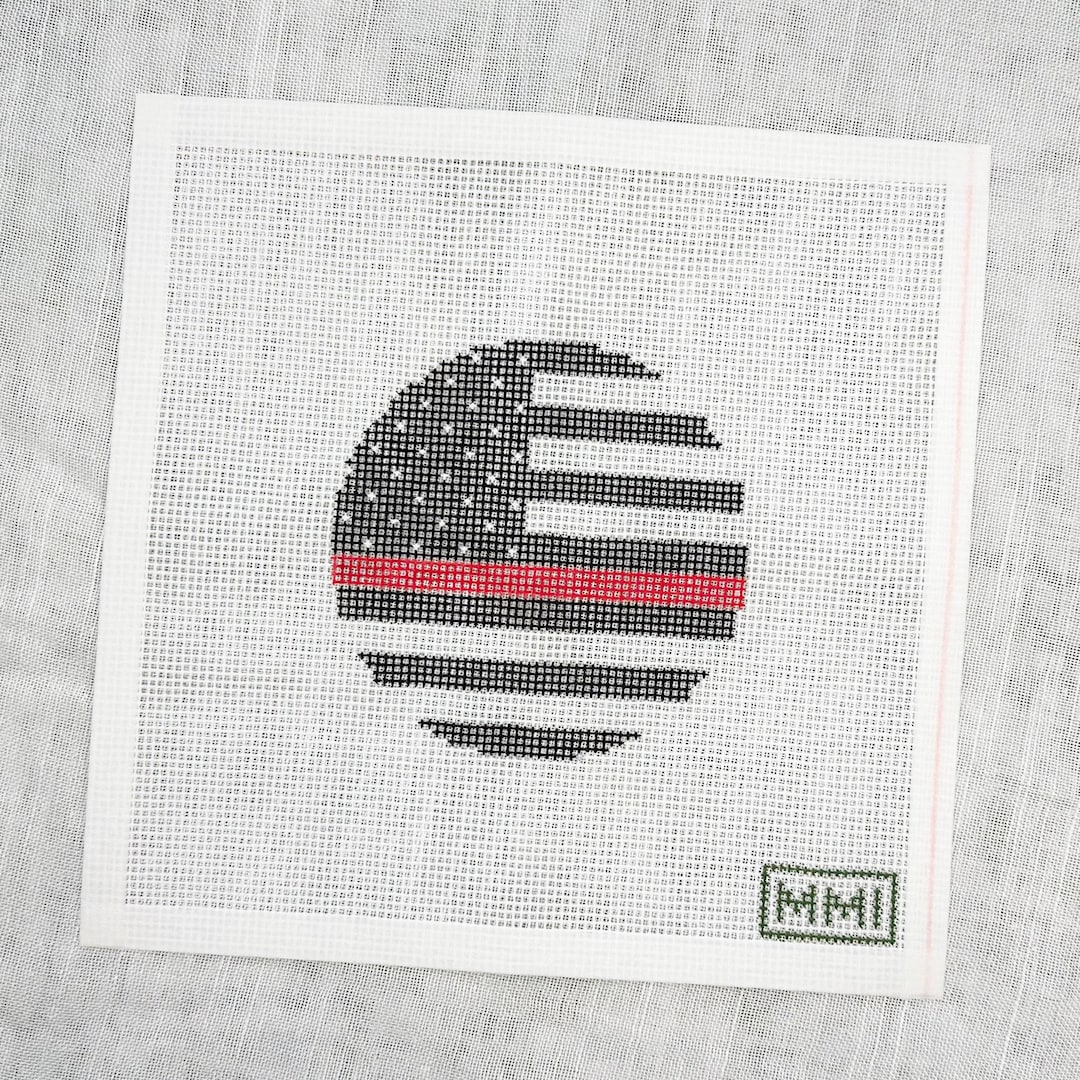 Firefighter Thin Red Line Flag Hand Painted Needlepoint Canvas - 13 ...