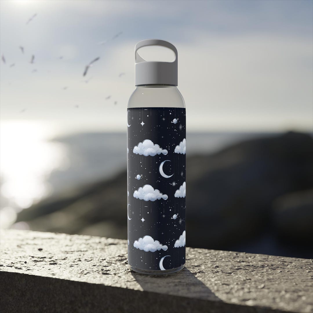 Celestial Water Bottle - Moon, Stars, Clouds, Planets - Alternative ...