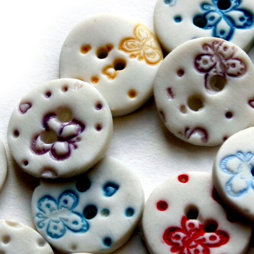 Ceramic Button Round Buttons Handmade Button Porcelain - Etsy
