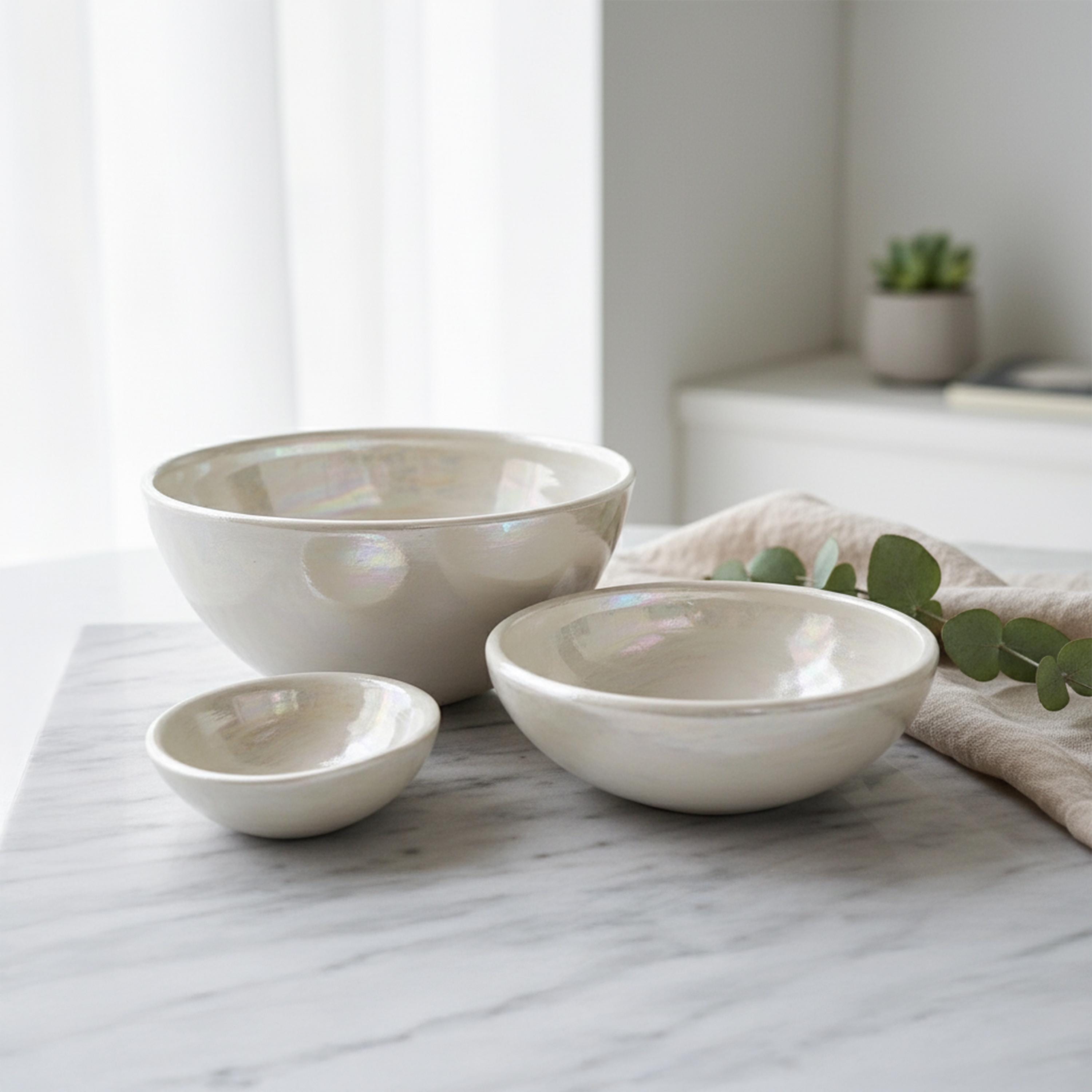 Pearl Anniversary Gift – Mother of Pearl Porcelain Bowls – 30th Wedding ...