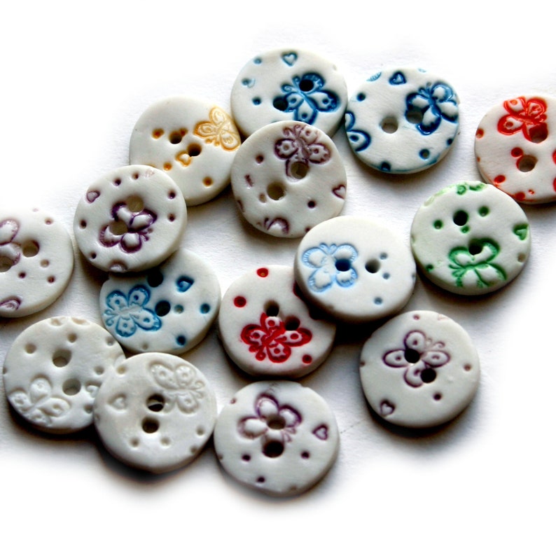 Ceramic Button - Round Buttons - Handmade Button - Porcelain Buttons ...