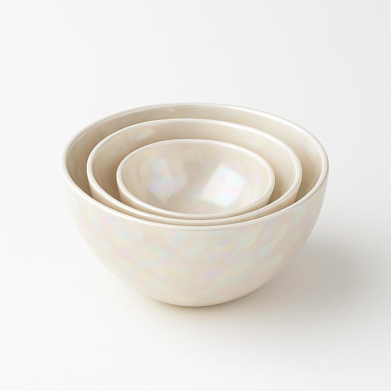 Pearl Anniversary Gift – Mother of Pearl Porcelain Bowls – 30th Wedding ...