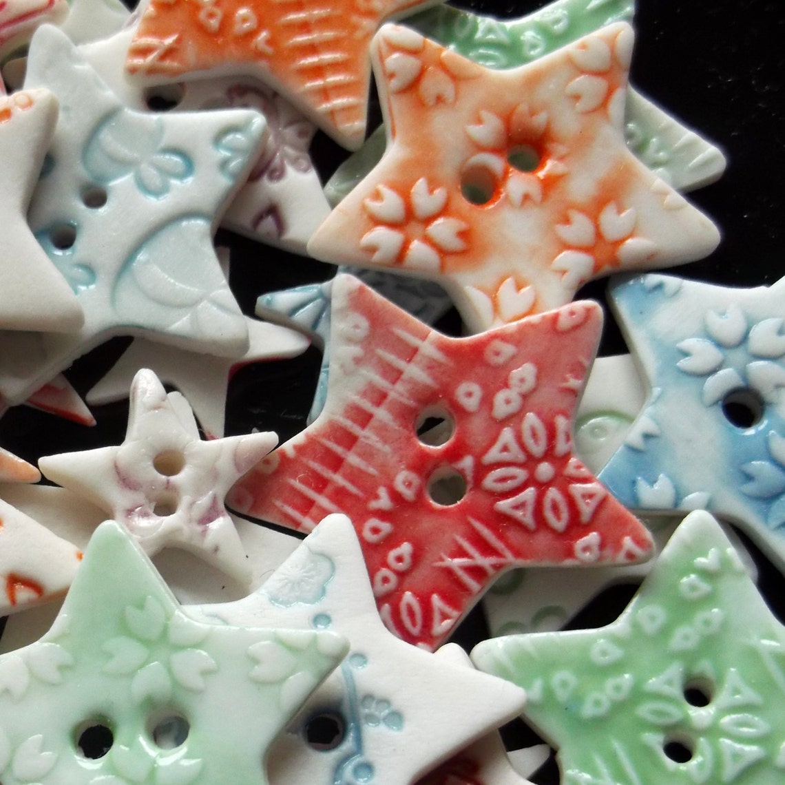 Star Buttons - Ceramic Button UK - Handmade Buttons - Scrapbooking ...