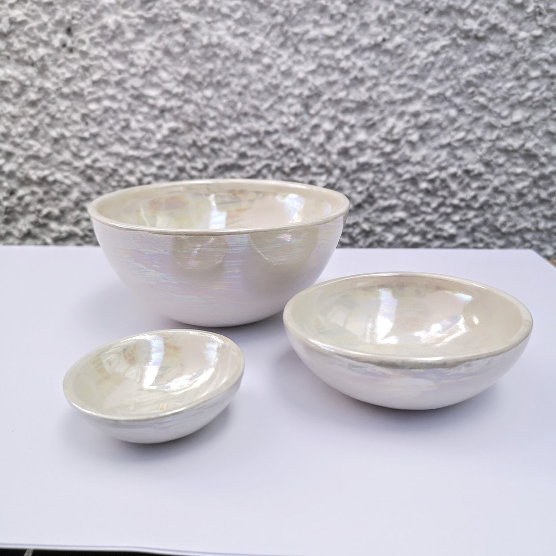 Pearl Anniversary Gift - Mother of Pearl Porcelain Bowls - 30th Wedding ...
