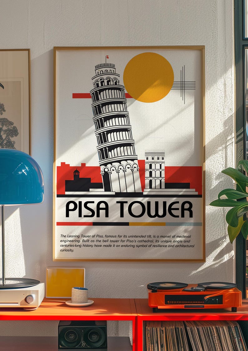 Famous Landmark Poster Set - Bauhaus Style Landmark Print- 10 Unique ...
