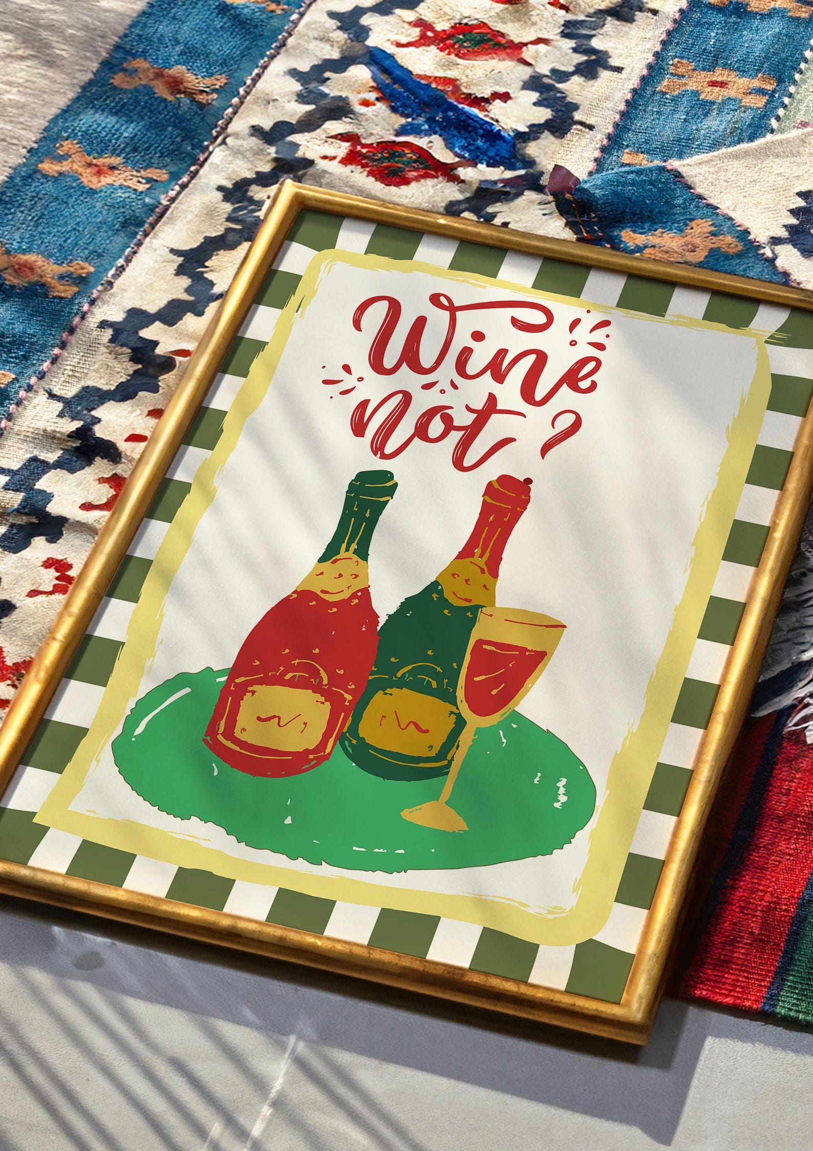 Wine Not Wine Poster Funny Colorful Wall Art for Wine Lovers Retro Bar ...