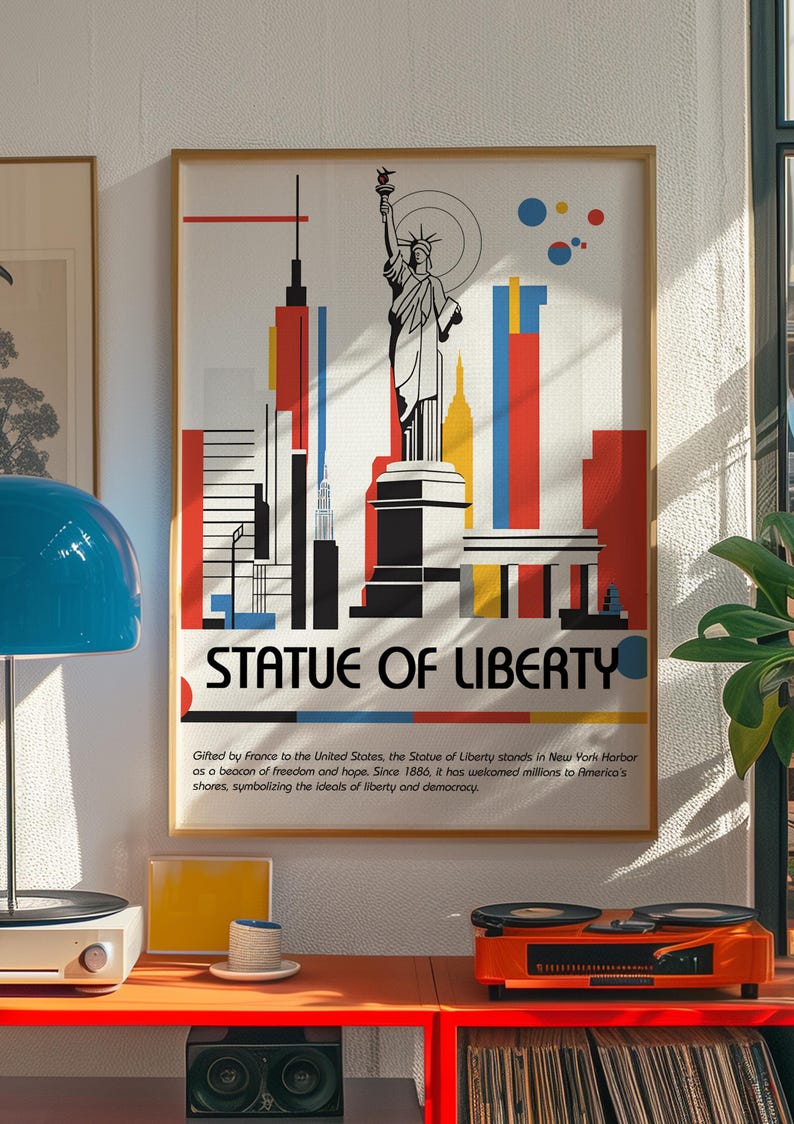 Famous Landmark Poster Set - Bauhaus Style Landmark Print- 10 Unique ...