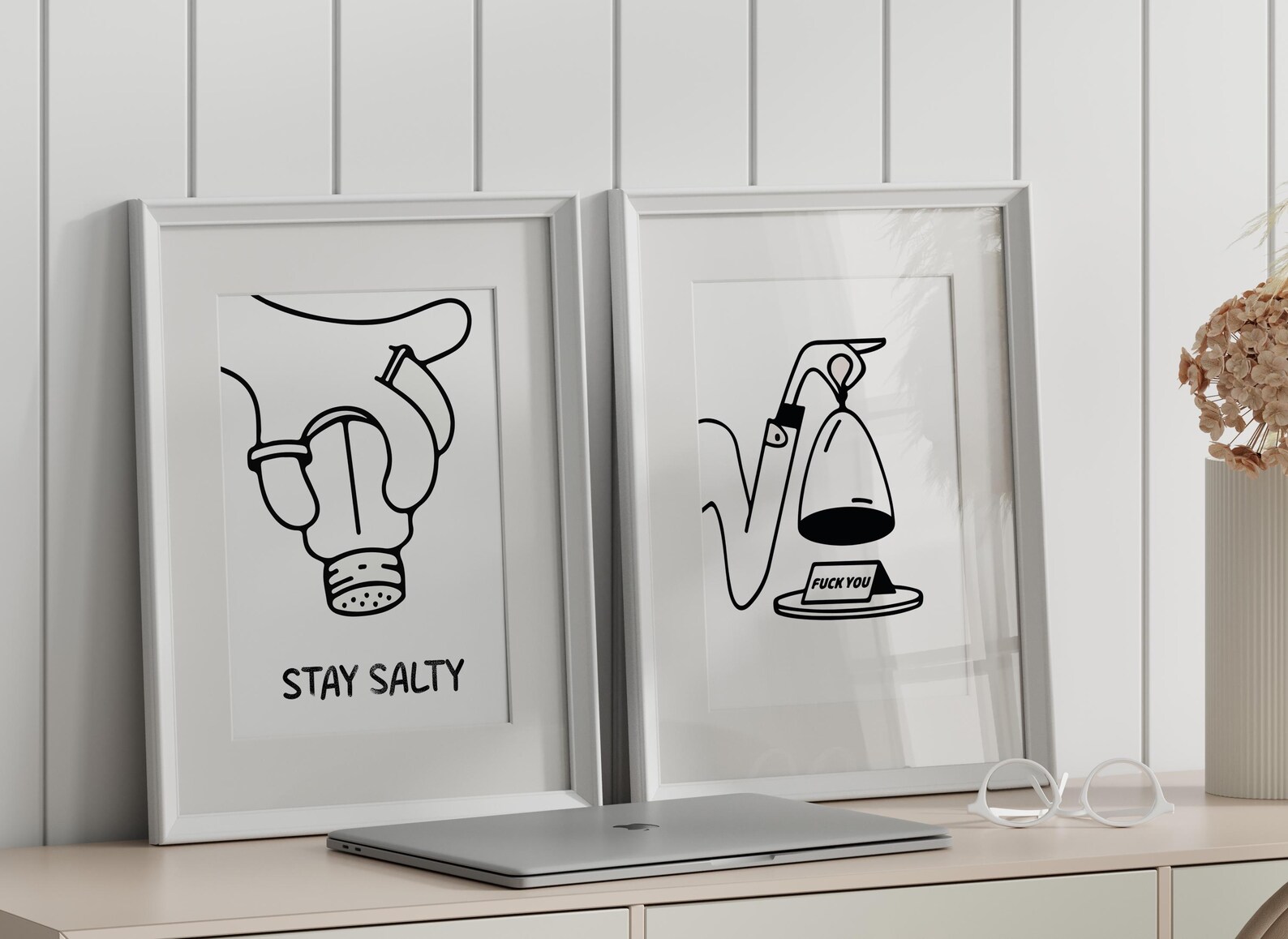 Minimalist Kitchen Wall Art Set, Black and White Funny Kitchen Posters ...