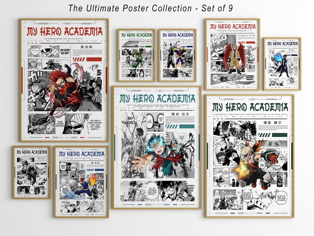 Set of 9 Trendy Anime Poster - MHA Manga Poster - Manga Wall Art ...