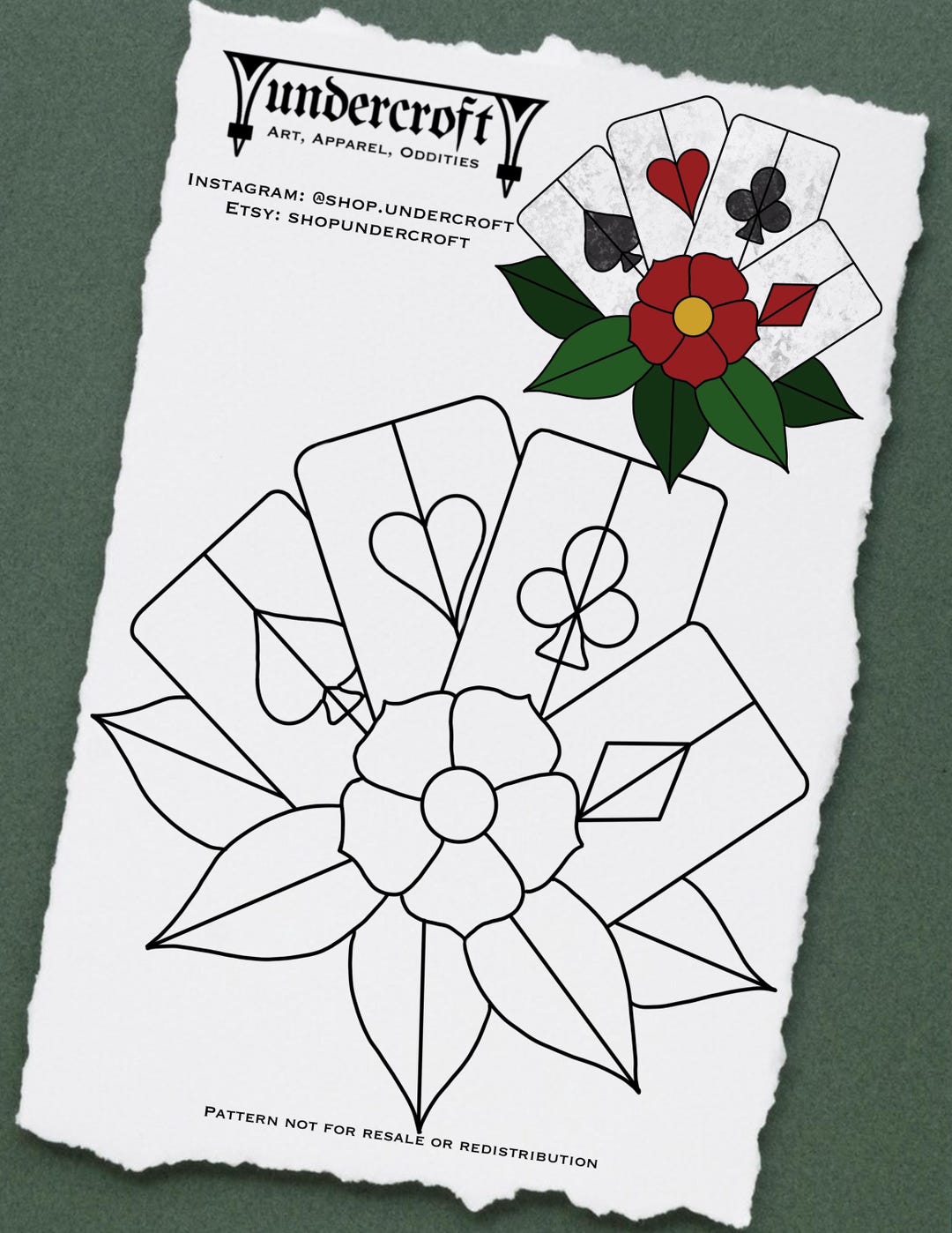 Deck of Cards Stained Glass Pattern. Tattoo Inspired. PDF Digital ...