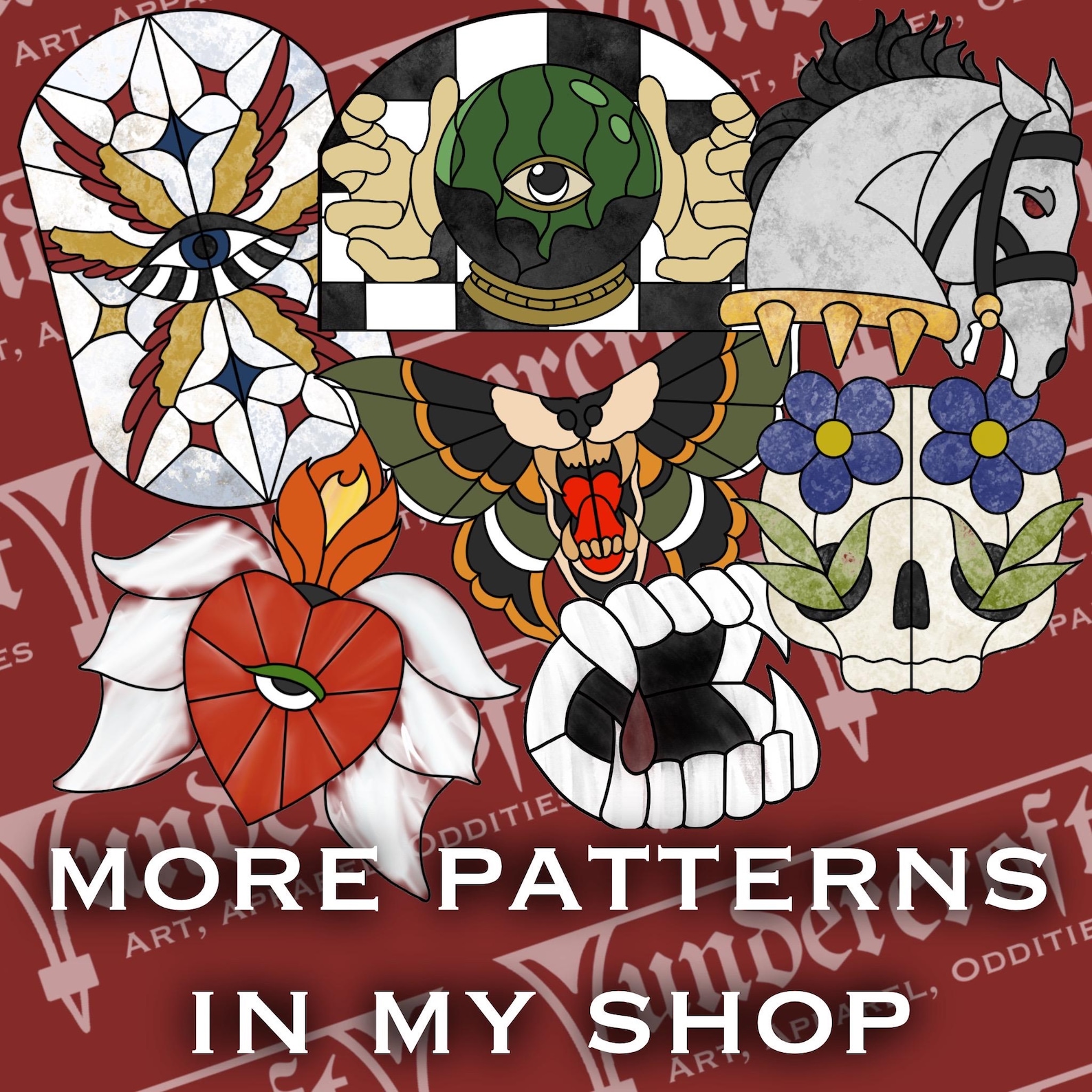 Angel Wings Eye Stained Glass Pattern. PDF FILE. Tattoo Inspired ...