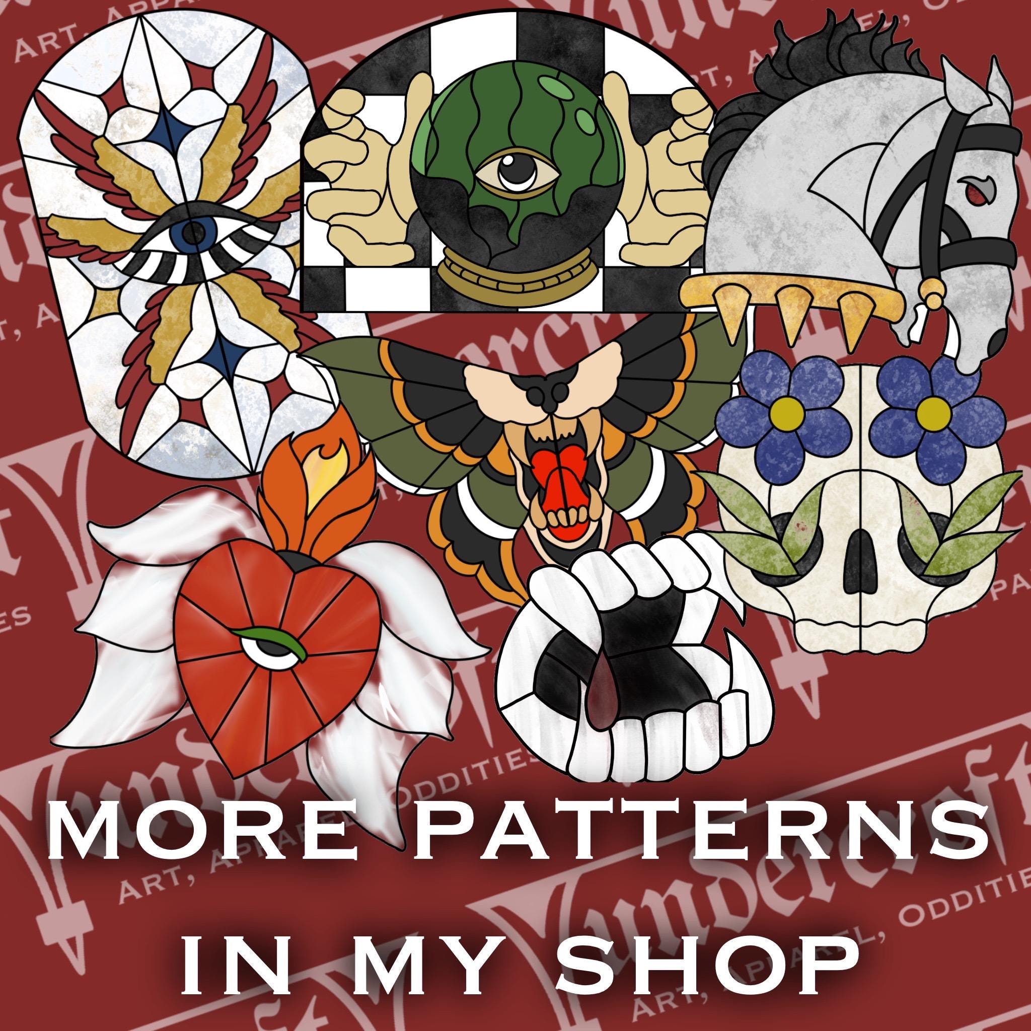 Angel Wings Eye Stained Glass Pattern. PDF FILE. Tattoo Inspired ...