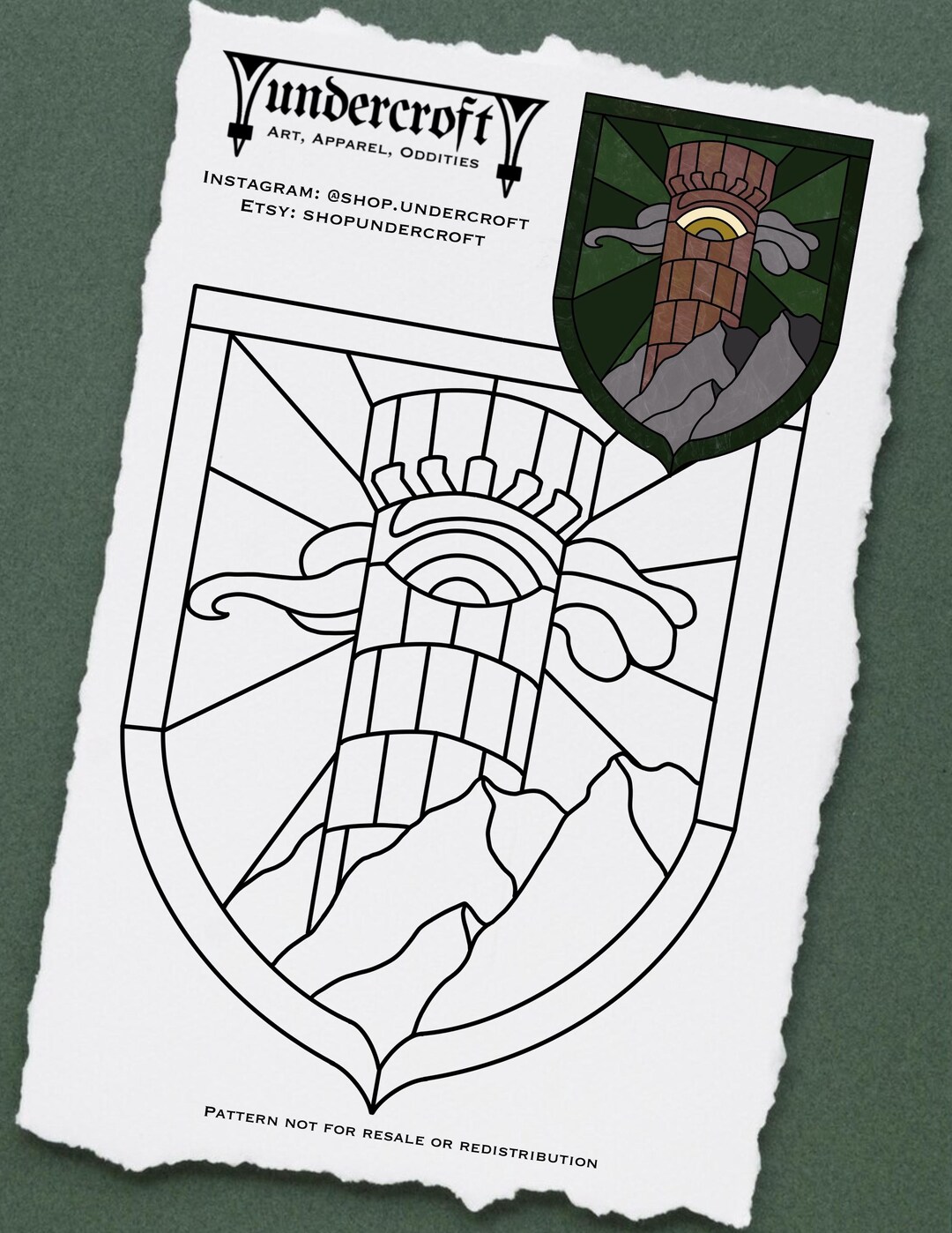 Medieval Tower Stained Glass Pattern. PDF Digital Download. Evil Eye ...