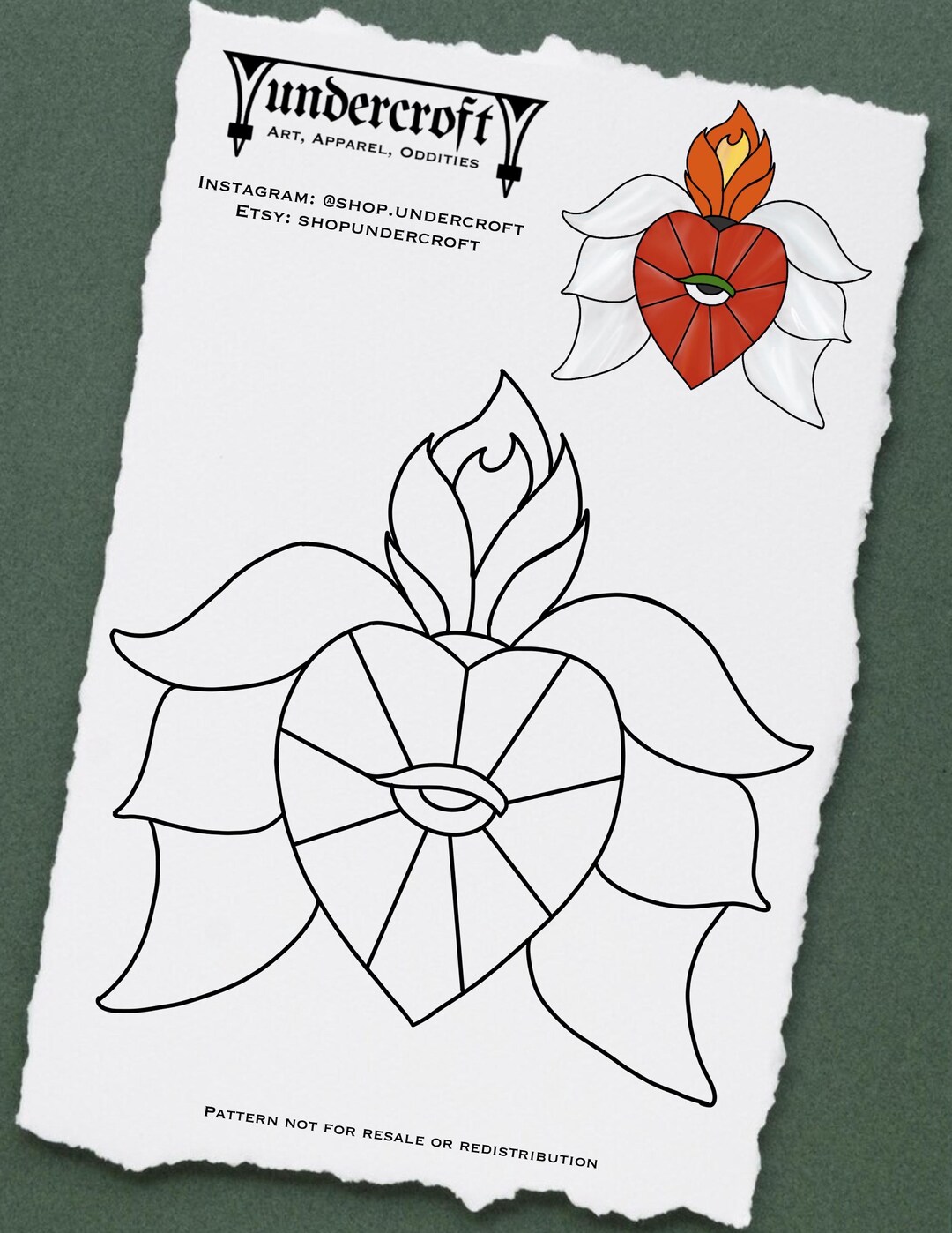 Sacred Heart Stained Glass Pattern. PDF FILE. Tattoo Inspired. Digital ...