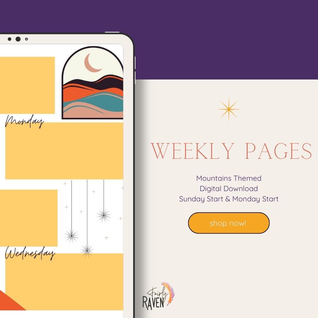 Weekly Planner Pages Undated Mountain Theme Planner Pages for Digital ...