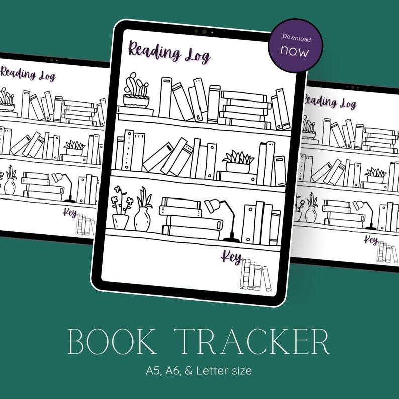 Digital Download Book Tracker PDF Simple Book Shelf Reading Log ...