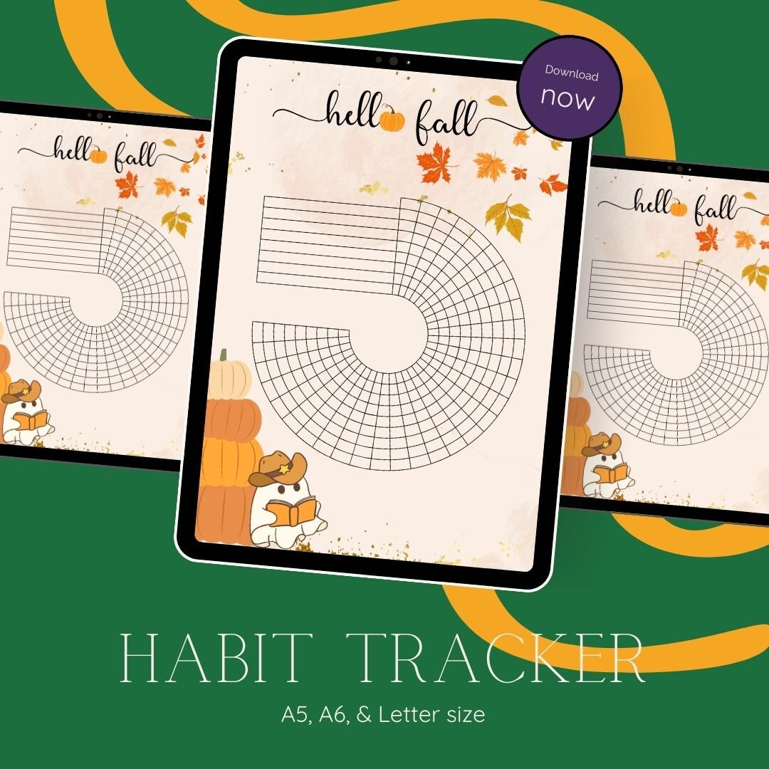 Fall Habit Tracker Digital Download Ghost Theme Tracker Printable PDF ...