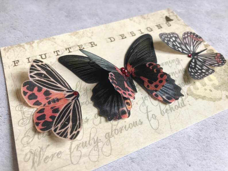 Silk Butterfly Hair Clips: Crystal Embellished Gothic Style Accessories ...