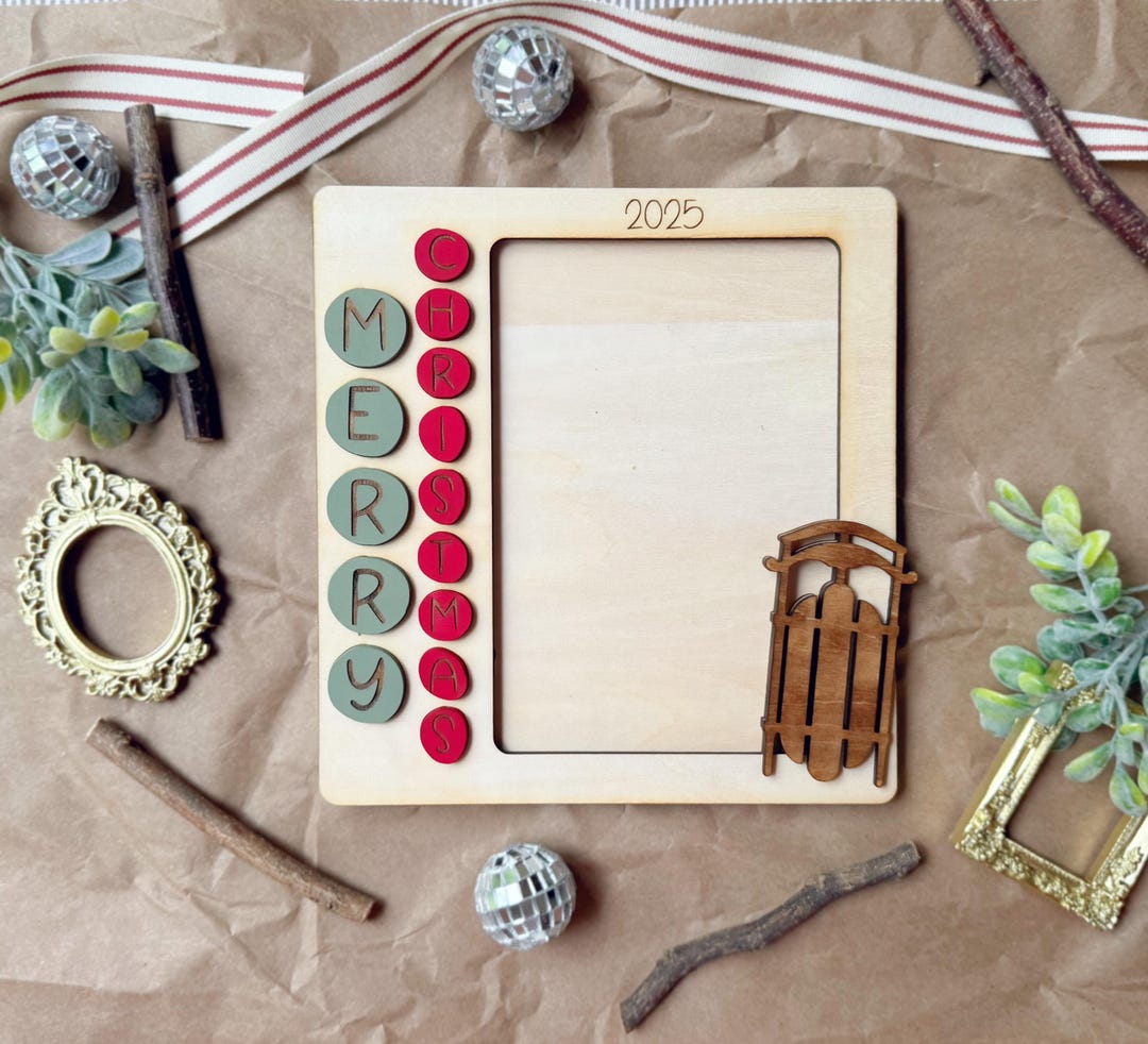 Vintage Christmas Sled Picture Frame: Retro Holiday Decor - Etsy