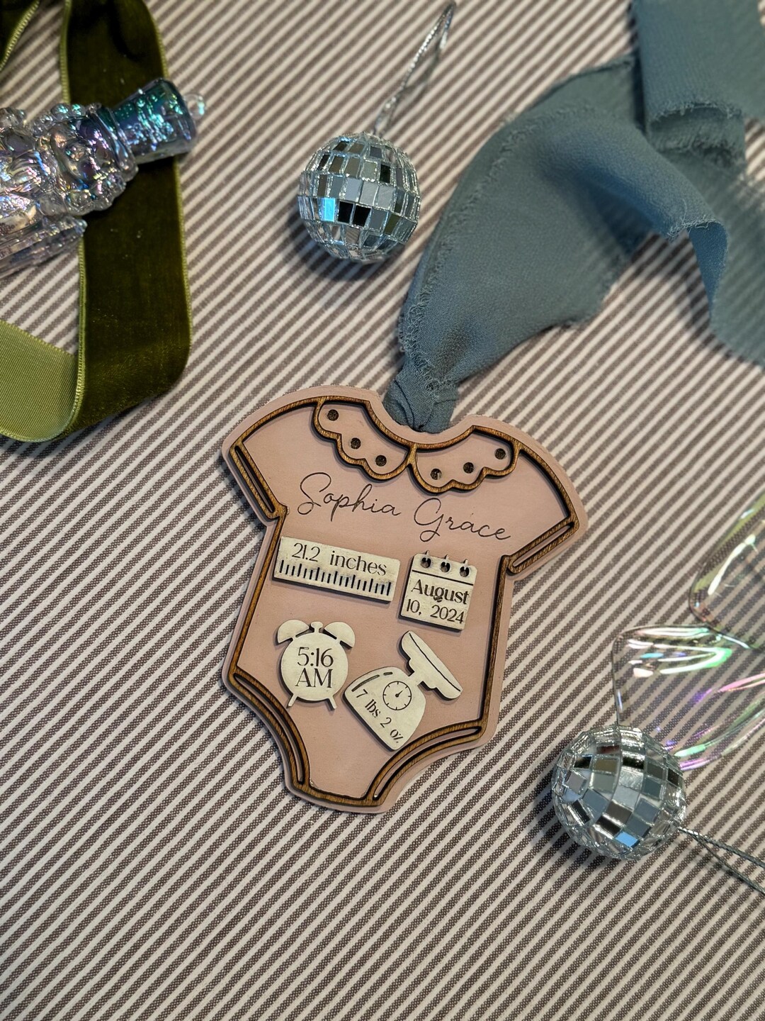 Personalized Engraved Baby Announcement Ornament: Keepsake Gift - Etsy
