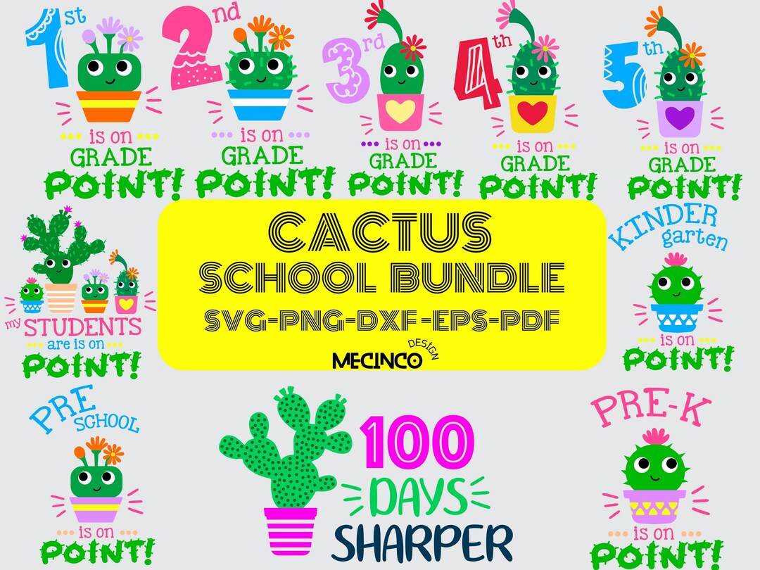 Cactus School Clipart | Back to School SVG, PNG, PDF - Etsy