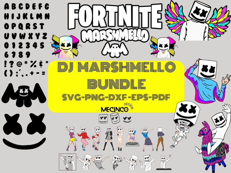 DJ Marshmello Bundle Svg Png Dxf Eps Pdf | Music & Party Designs ...
