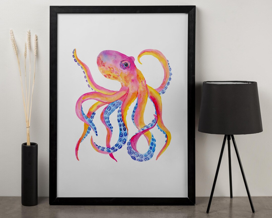 Colorful Octopus Art Print - Watercolor Sea Life Wall Decor - Etsy