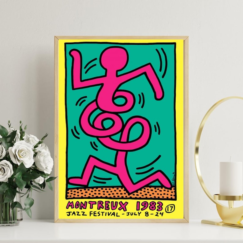 Keith Haring 1983 Montreux Jazz Canvas Wall Art , Jazz Festival Poster ...
