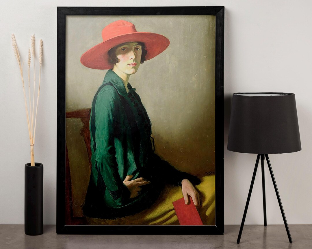 Lady With Red Hat Portrait Canvas Wall Art - Etsy