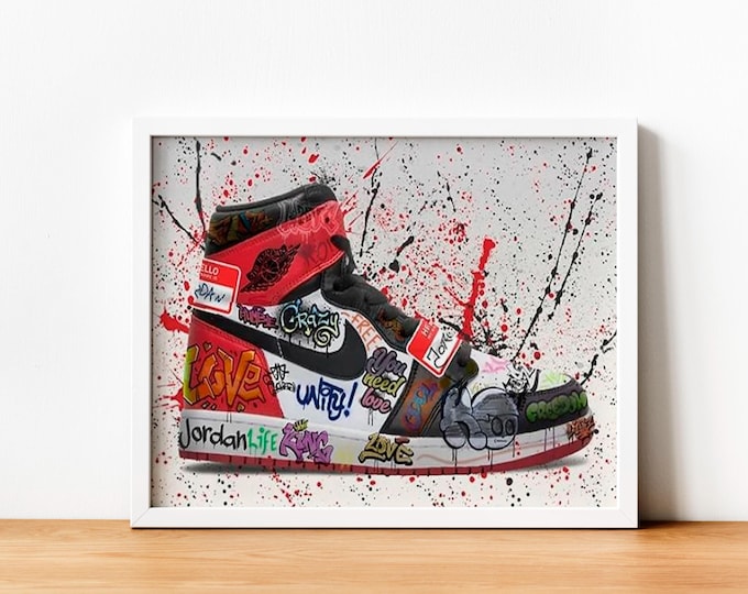 Graffiti Jordans Canvas Wall Art, Urban Style Canvas, Graffiti Wall Art ...