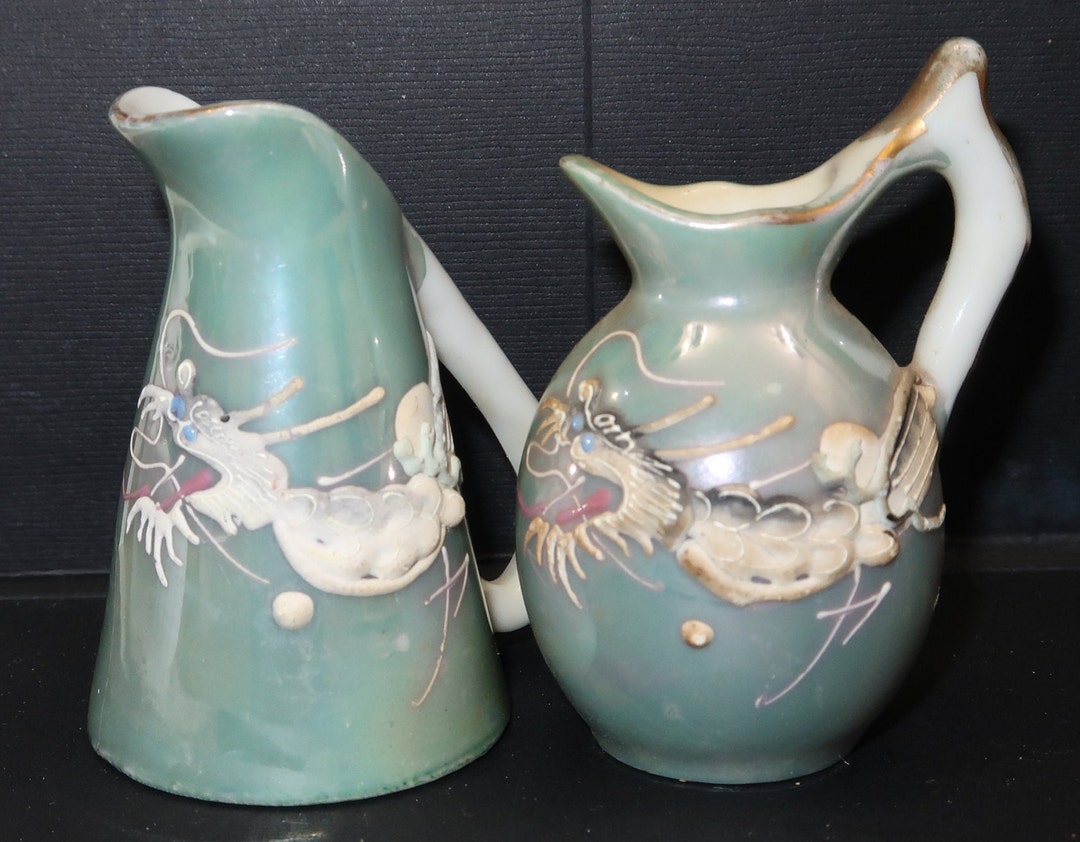 2 Miniature Dragon Motif Pitchers - Etsy