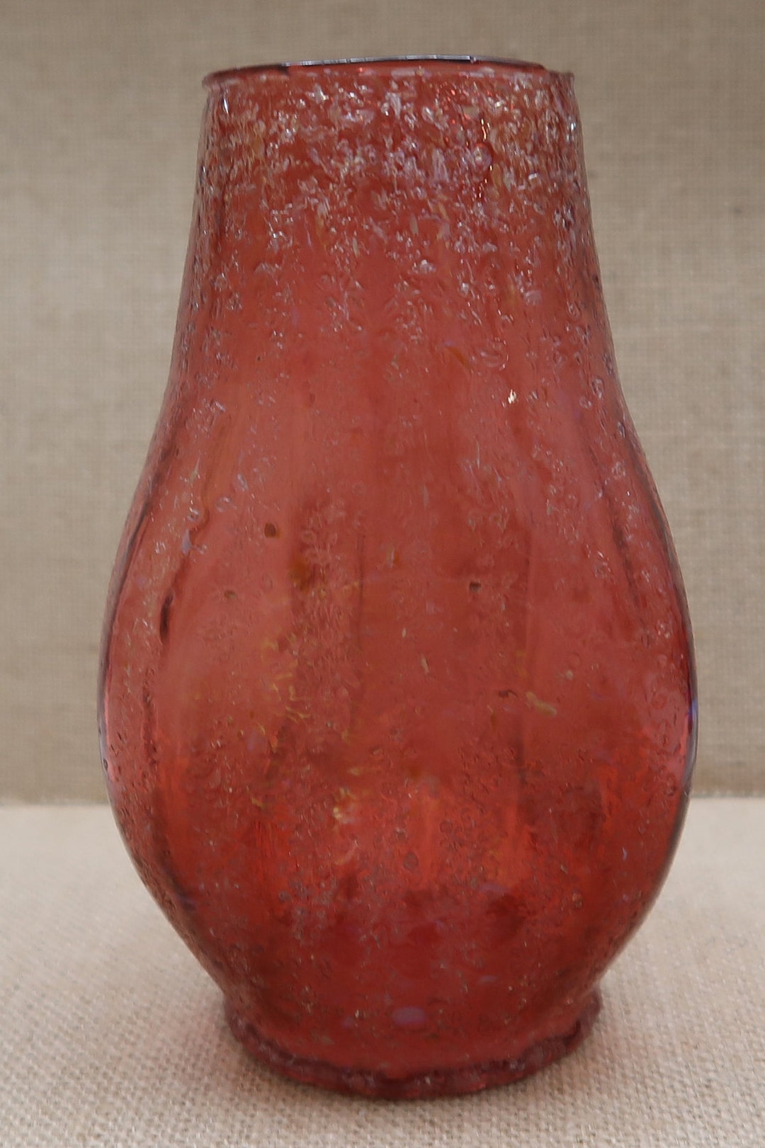 Victorian Dugan Art Glass Vase Cranberry Frit Pinched Etsy