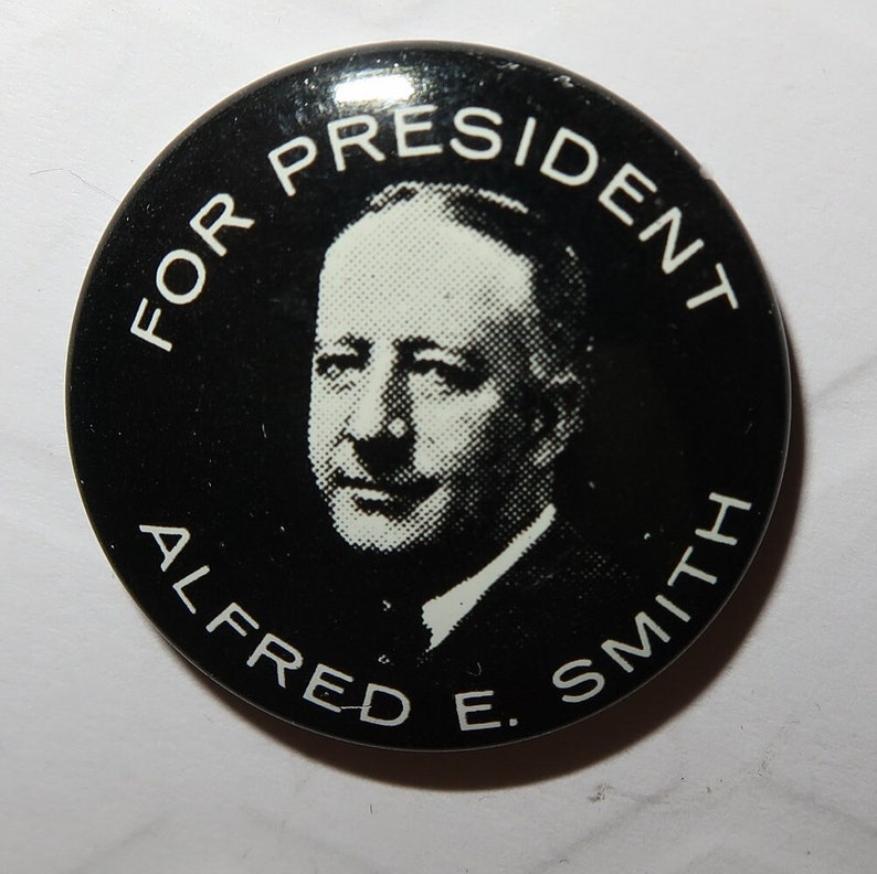 1968 Kleenex Tissue Reproduction Alfred E. Smith for President Pinback ...