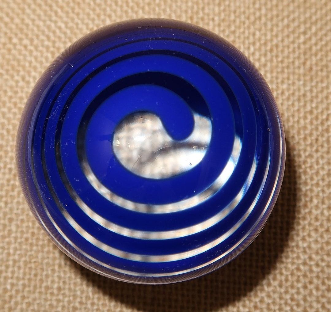 Vintage Blue Glass Paperweight - Etsy