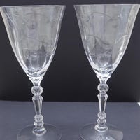 2 Vintage, Chantilly, by Cambridge Glass, Water, Wine Goblets, Etched ...