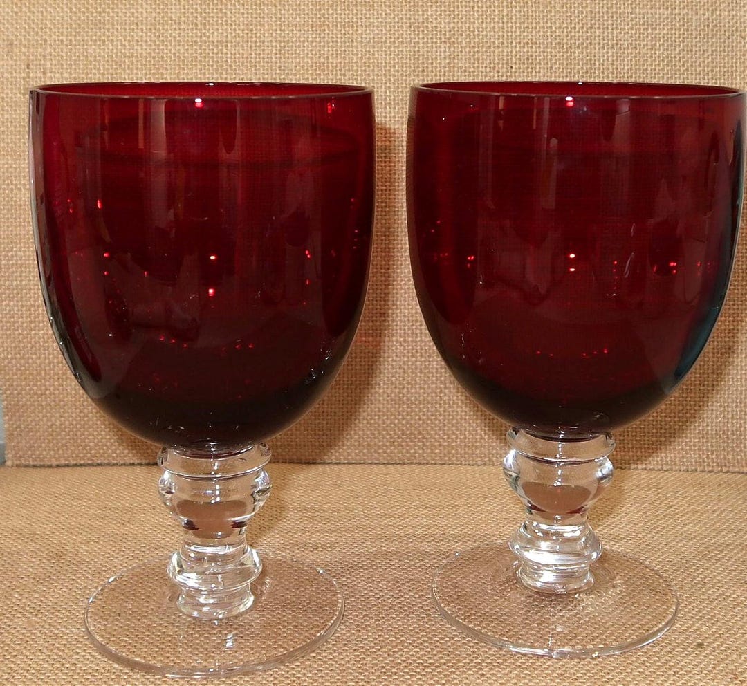 2 Jumbo Vintage Duncan and Miller "ruby" Goblets - Etsy