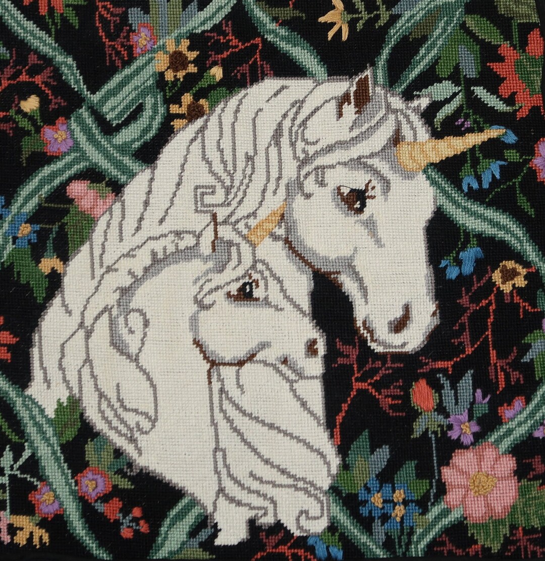 Vtg UNICORN and Baby Needlepoint 14 X 14 - Etsy