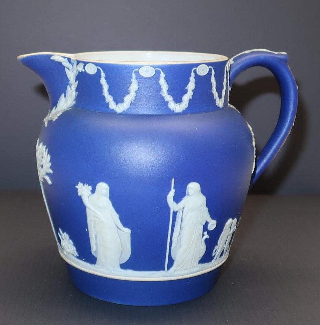 Vintage Dark Blue Wedgwood Pitcher - Etsy