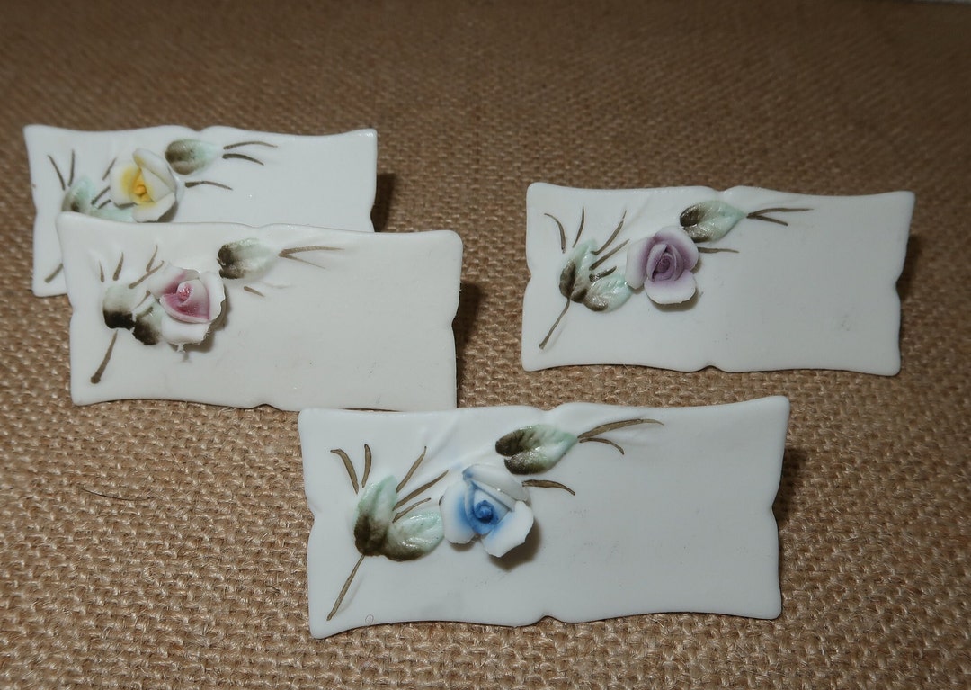 4 Vintage Porcelain Place Cards in Original Box - Etsy