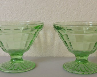 Green Block Optic Depression Glass - Etsy