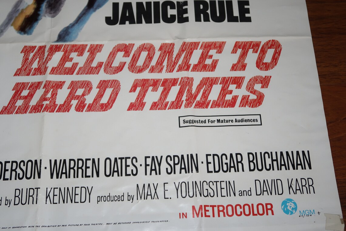 1967 welcome to Hard Times Original Poster Staring - Etsy