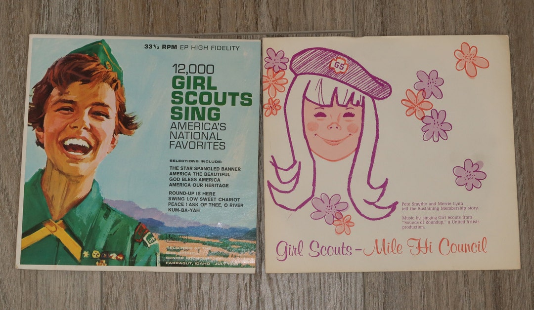 2 Vintage Girl Scouts Records, 33 1/3 Hi Fi 12,000 Scouts Sing America ...
